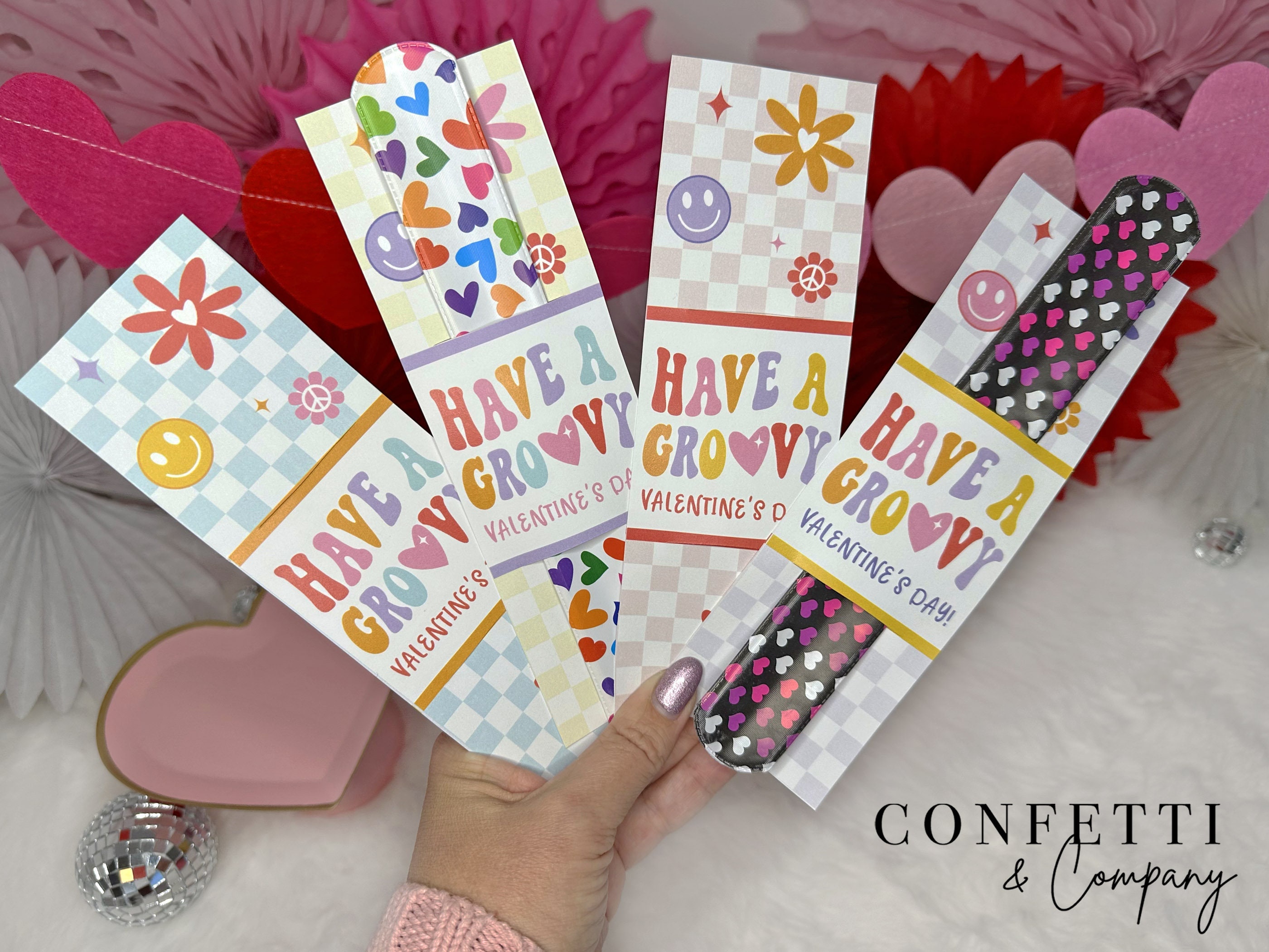 Retro Groovy Valentines, Printable Valentine Card, Peace Love and Candy ...
