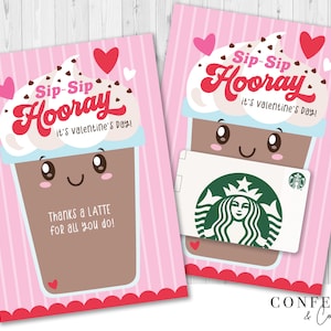 Cute Valentine Coffee Gift Card Holder, INSTANT DOWNLOAD Printable PDF ...