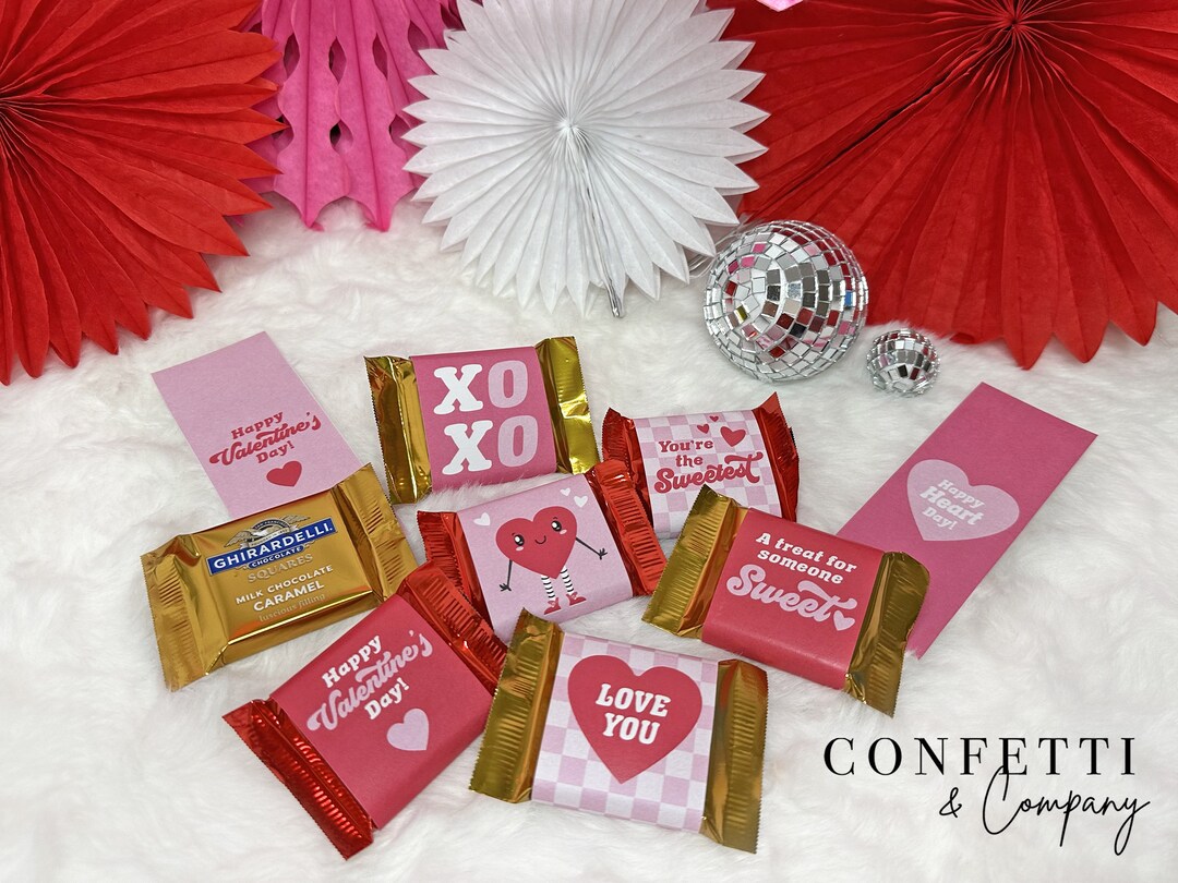 Printable Valentine Candy Bar Wrappers, Valentine's Day Gift, Retro ...