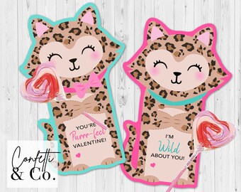 Kitten Valentine Treat Holder Printable Cards Candy Hugger | Etsy