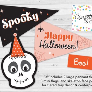 Retro Printable Halloween Pennant Flags Spooky Set Happy - Etsy