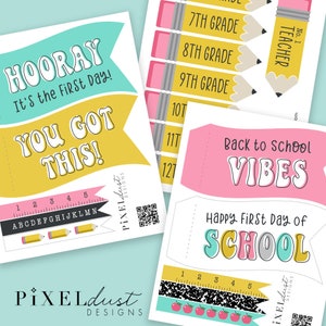 First & Last Day of School Printable Pennant Flags, Back to School ...