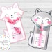 Kitten Valentine Treat Holder Printable Cards, Candy Hugger Card, Girls ...