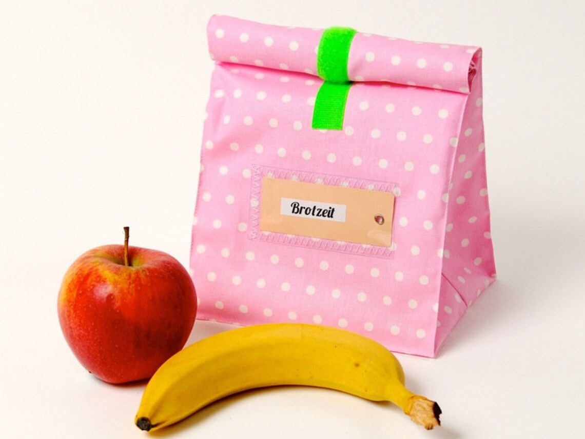 Breakfast Bag in Coated Cotton, Pink With Dots, Water-repellent - Etsy