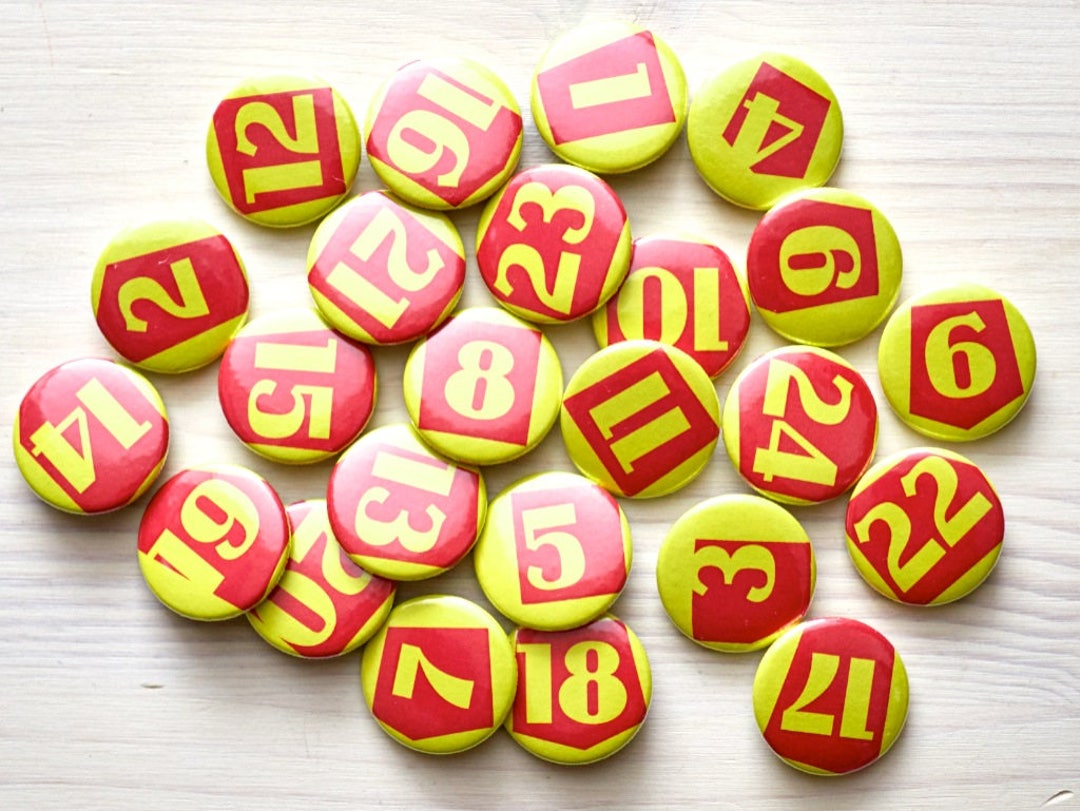 Advent Calendar Number Buttons/ Pay 1-24/ Buttons With Safety Pin/ Pay ...