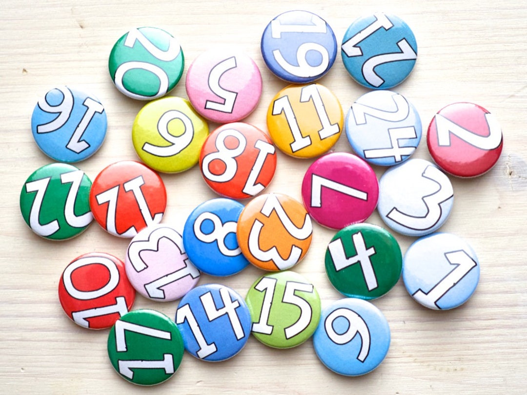 Advent Calendar Number Buttons / Colorful Numbers / 1-24 / Buttons With ...