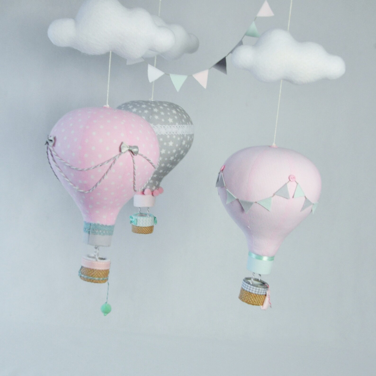 Pink and Gray Mobile for Baby Girl Nursery / Crib Mobile With - Etsy
