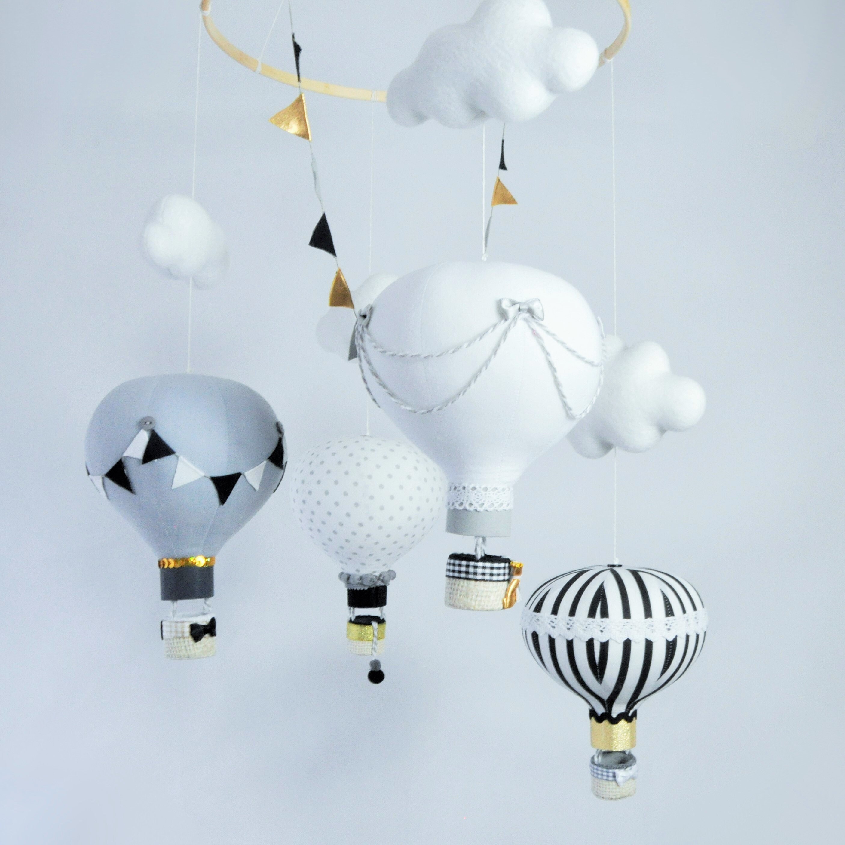 Crib Mobile With Travel Theme / Set of Black White Gray Hot - Etsy