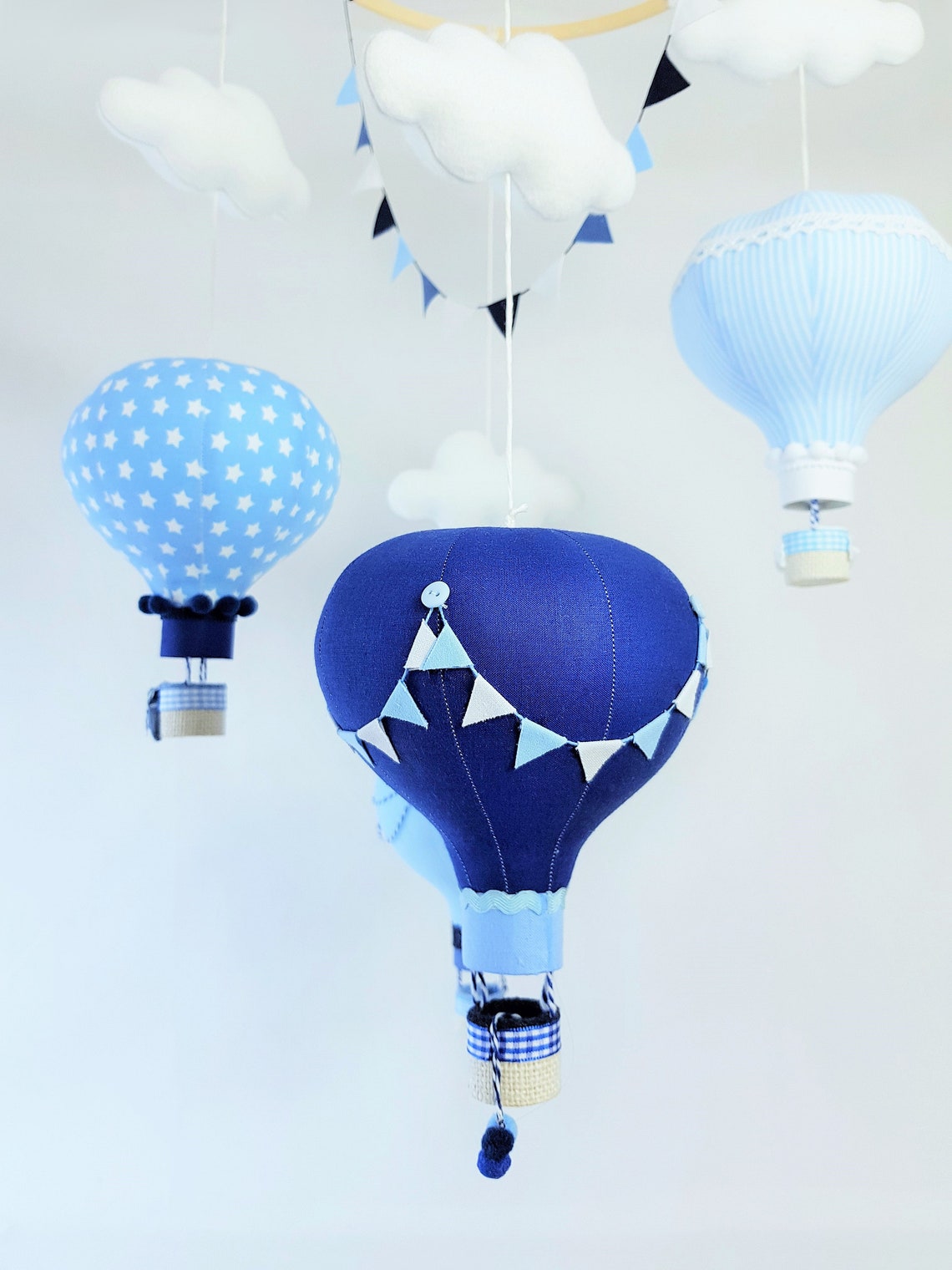Hot Air Balloons Crib Mobile for Baby Boy / Baby Blue Navy - Etsy