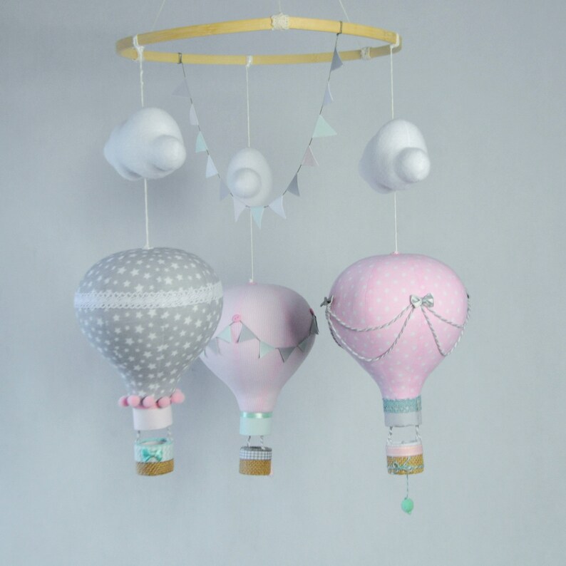 Pink and Gray Mobile for Baby Girl Nursery / Crib Mobile With - Etsy