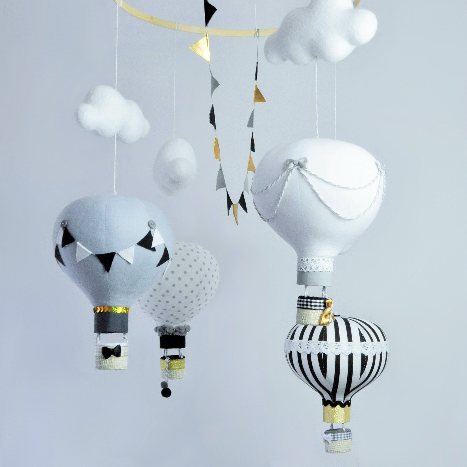 Crib Mobile With Travel Theme / Set of Black White Gray Hot - Etsy