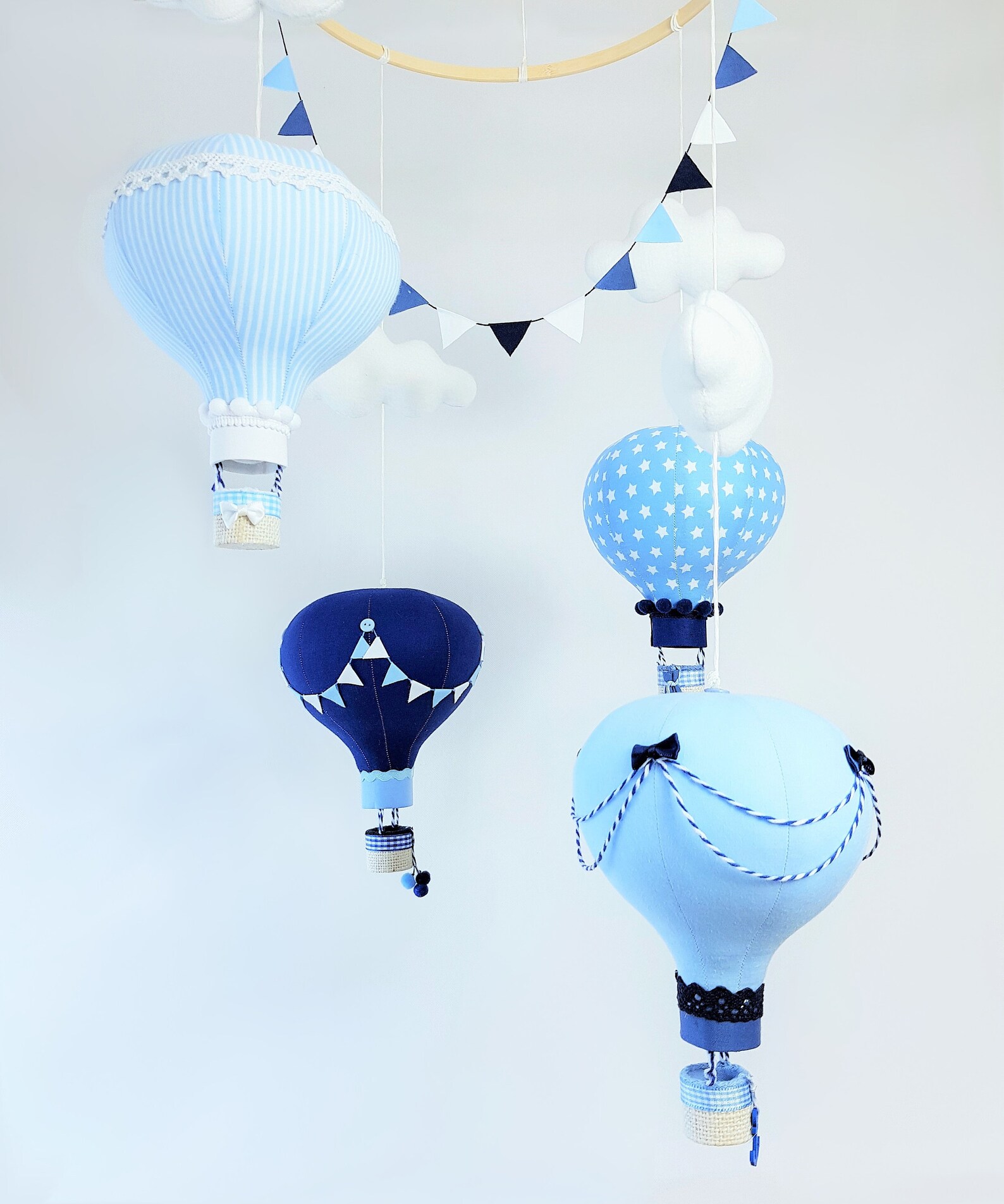 Hot Air Balloons Crib Mobile for Baby Boy / Baby Blue Navy - Etsy