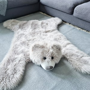 Nursery Bear Rug for Woodland Theme Room / Big Teddy Bear Mat for a ...