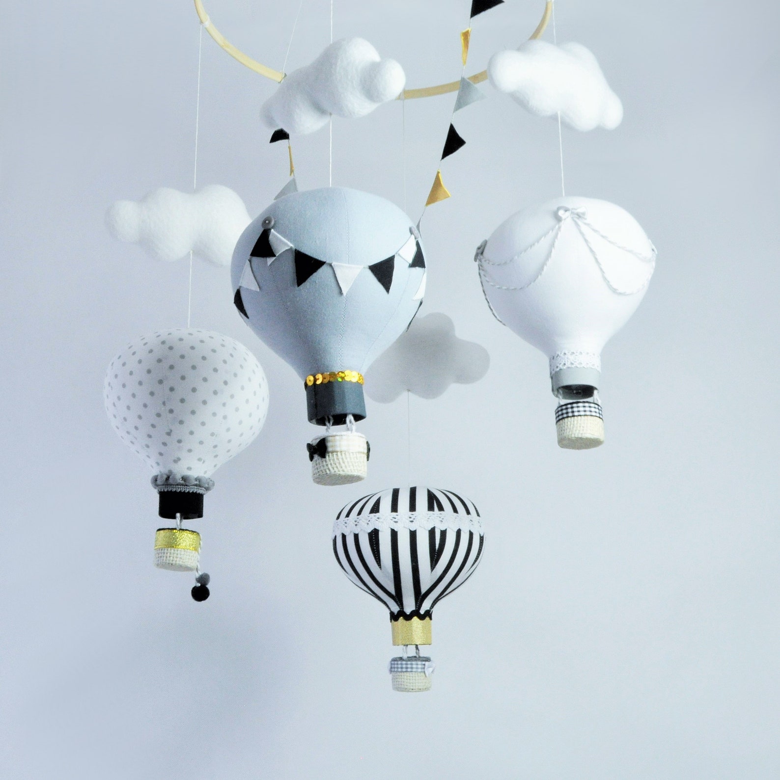 Crib Mobile With Travel Theme / Set of Black White Gray Hot - Etsy