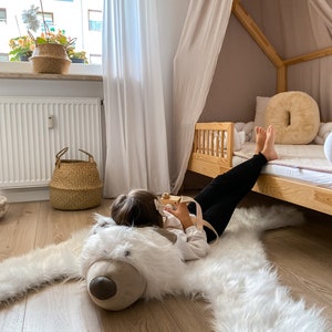 Teddy Bear-shaped Rug for Baby Girl. Pink Fur Mat With a Teddy Bear ...