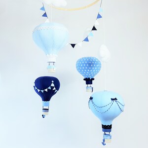 Hot Air Balloons Crib Mobile for Baby Boy / Baby Blue, Navy Blue ...