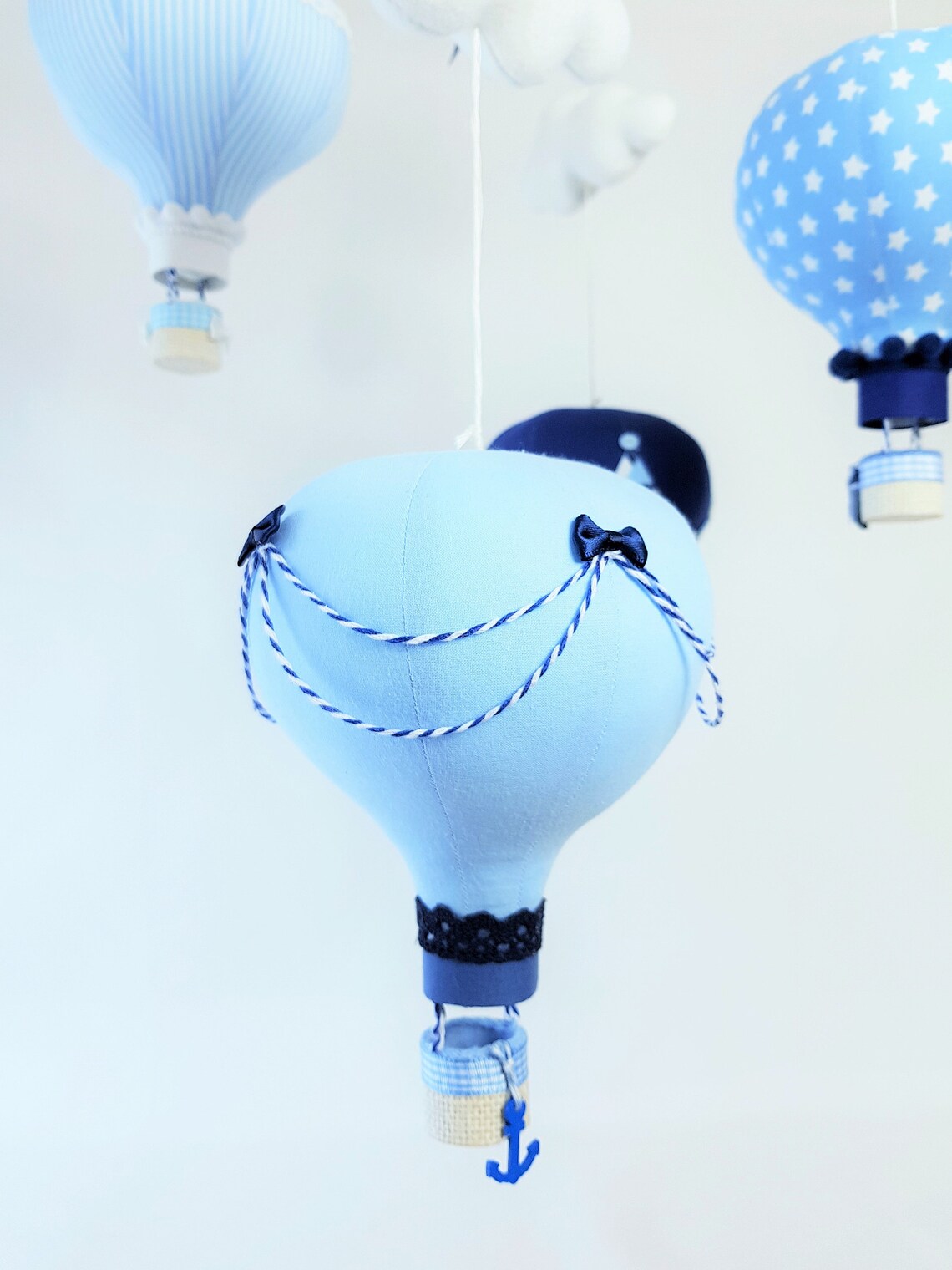 Hot Air Balloons Crib Mobile for Baby Boy / Baby Blue Navy - Etsy