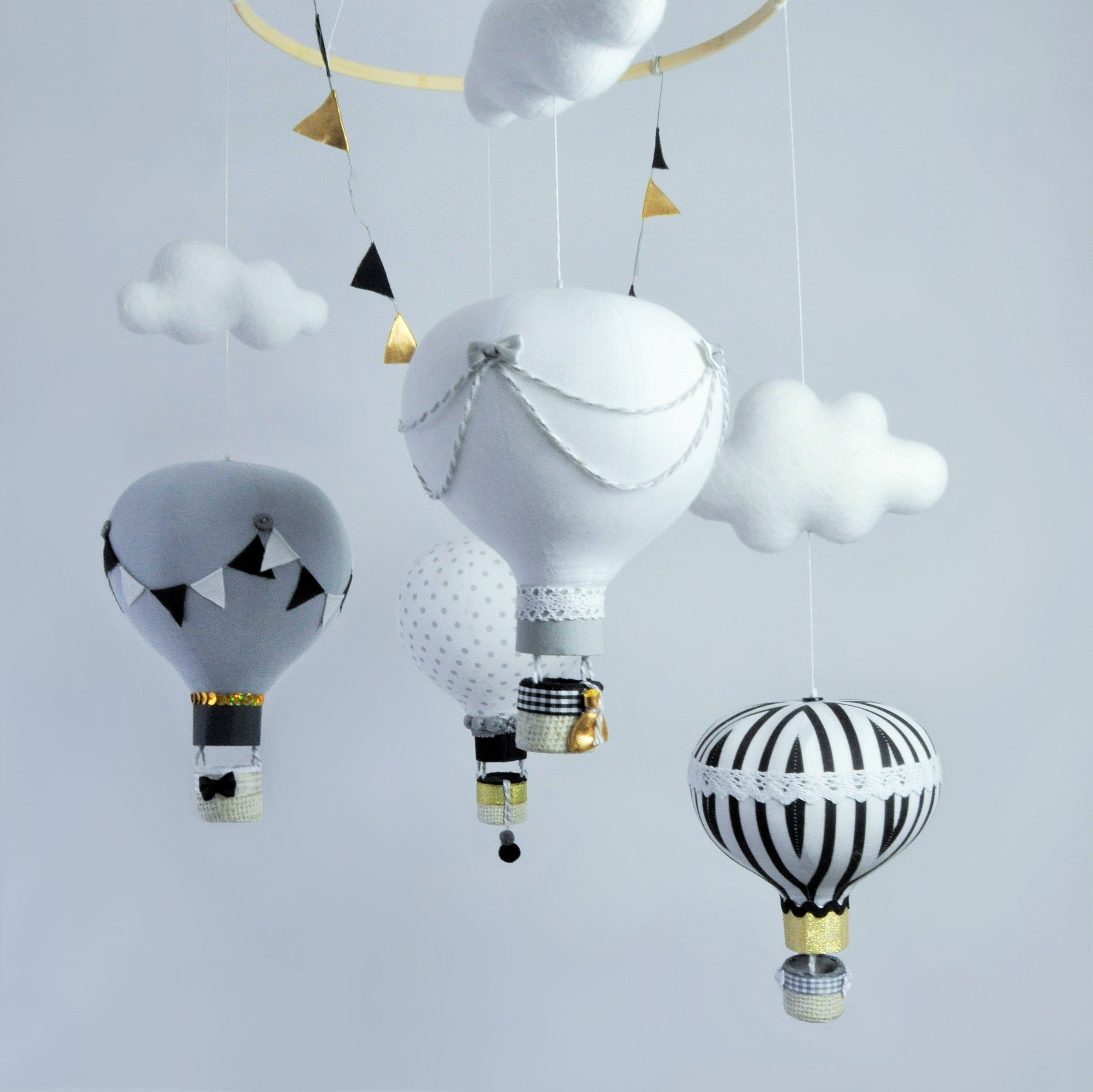 Crib Mobile With Travel Theme / Set of Black White Gray Hot - Etsy