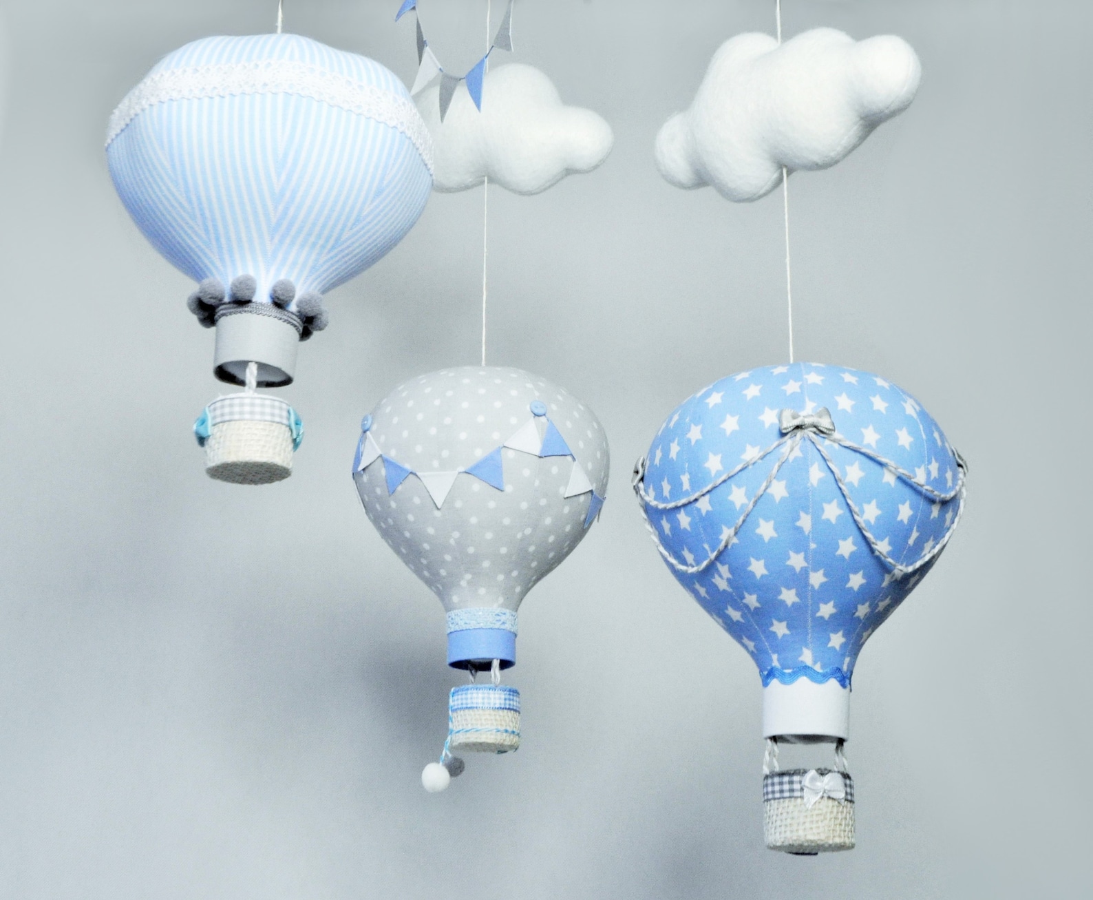 Baby Boy Crib Mobile With Hot Air Balloons and Clouds / Blue - Etsy