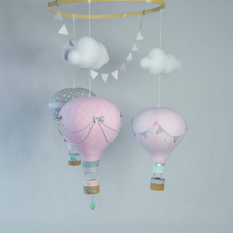 Pink and Gray Mobile for Baby Girl Nursery / Crib Mobile With - Etsy