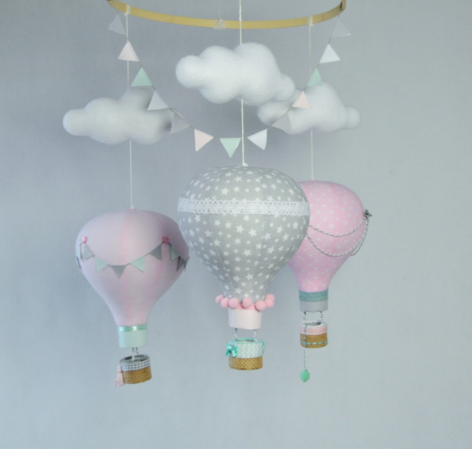 Pink and Gray Mobile for Baby Girl Nursery / Crib Mobile With - Etsy