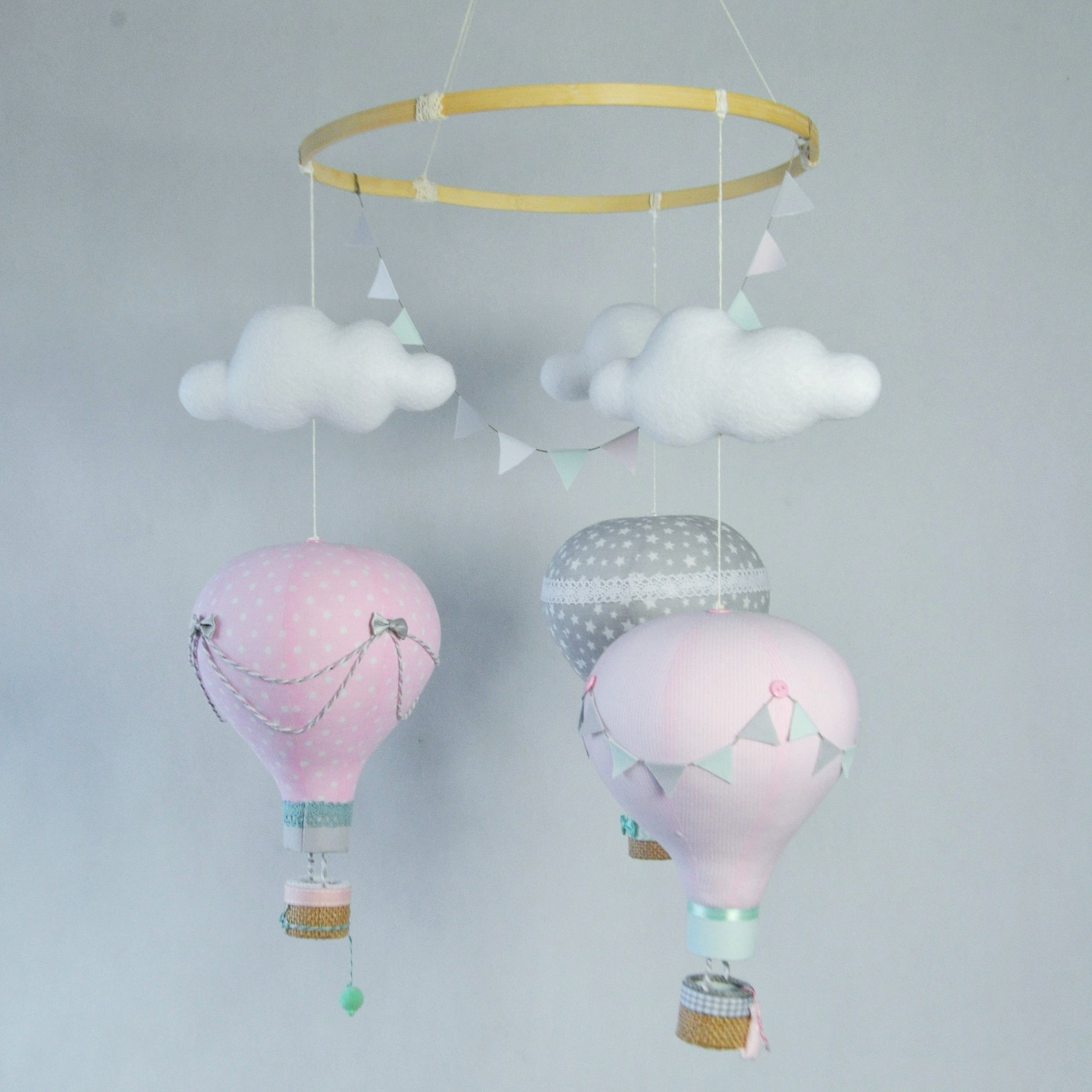 Pink and Gray Mobile for Baby Girl Nursery / Crib Mobile With - Etsy