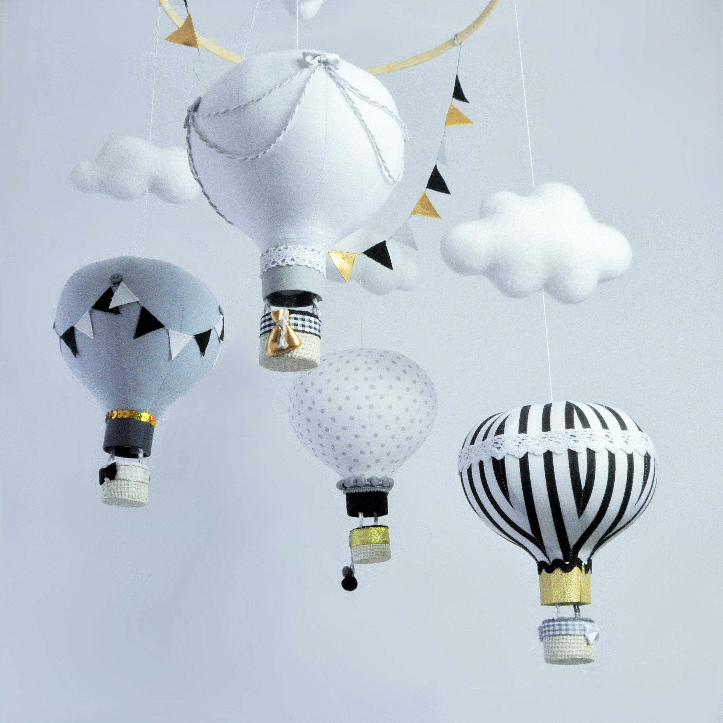 Crib Mobile With Travel Theme / Set of Black White Gray Hot - Etsy