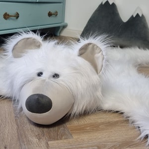 Nursery Bear Rug for Woodland Theme Room / Big Teddy Bear Mat for a ...