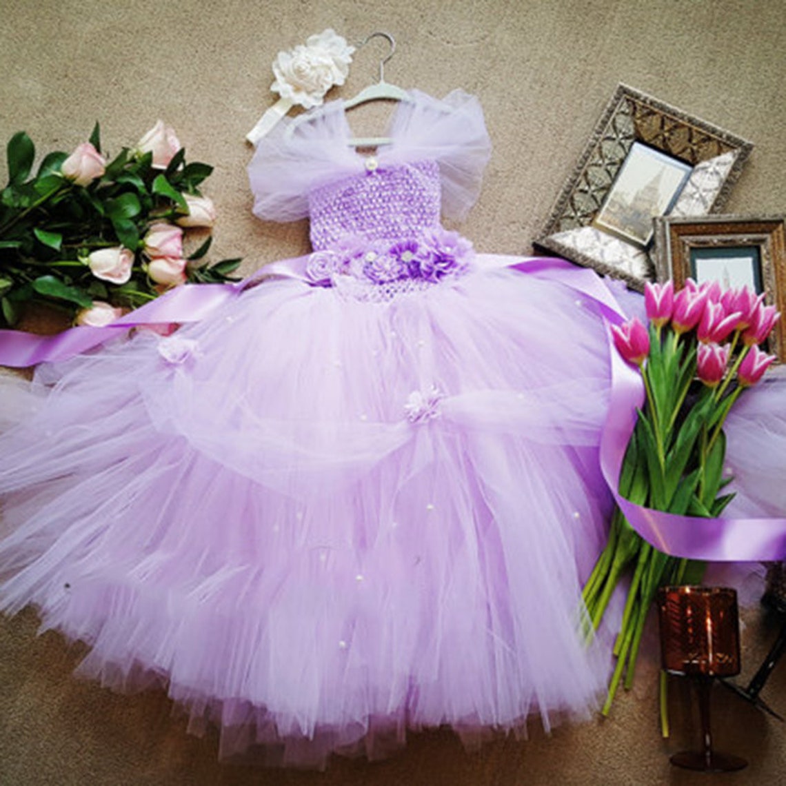 Lavender Pink Princess Flower Birthday Photoshoot Baby Girl | Etsy Canada