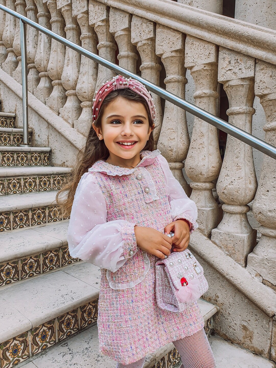 Girl Child Tweed Fashion Stylish Fall Winter Cute Plaid Pink White ...