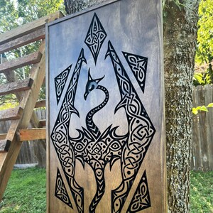 Skyrim Wood Art, Skyrim Dragon Carving, Skyrim Symbol, Geometric ...