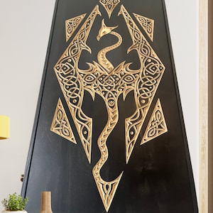 Skyrim Wood Art, Skyrim Dragon Carving, Skyrim Symbol, Geometric ...