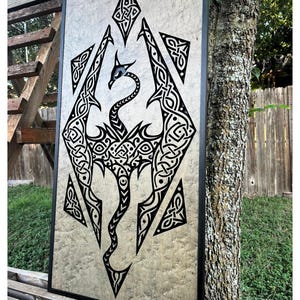 Skyrim Wood Art, Skyrim Dragon Carving, Skyrim Symbol, Geometric ...