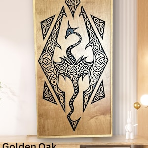 Skyrim Wood Art, Skyrim Dragon Carving, Skyrim Symbol, Geometric ...