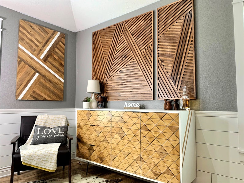 Geometric Wood Art, Geometric Wall Art, Handmade Art, Wood Slat Art ...