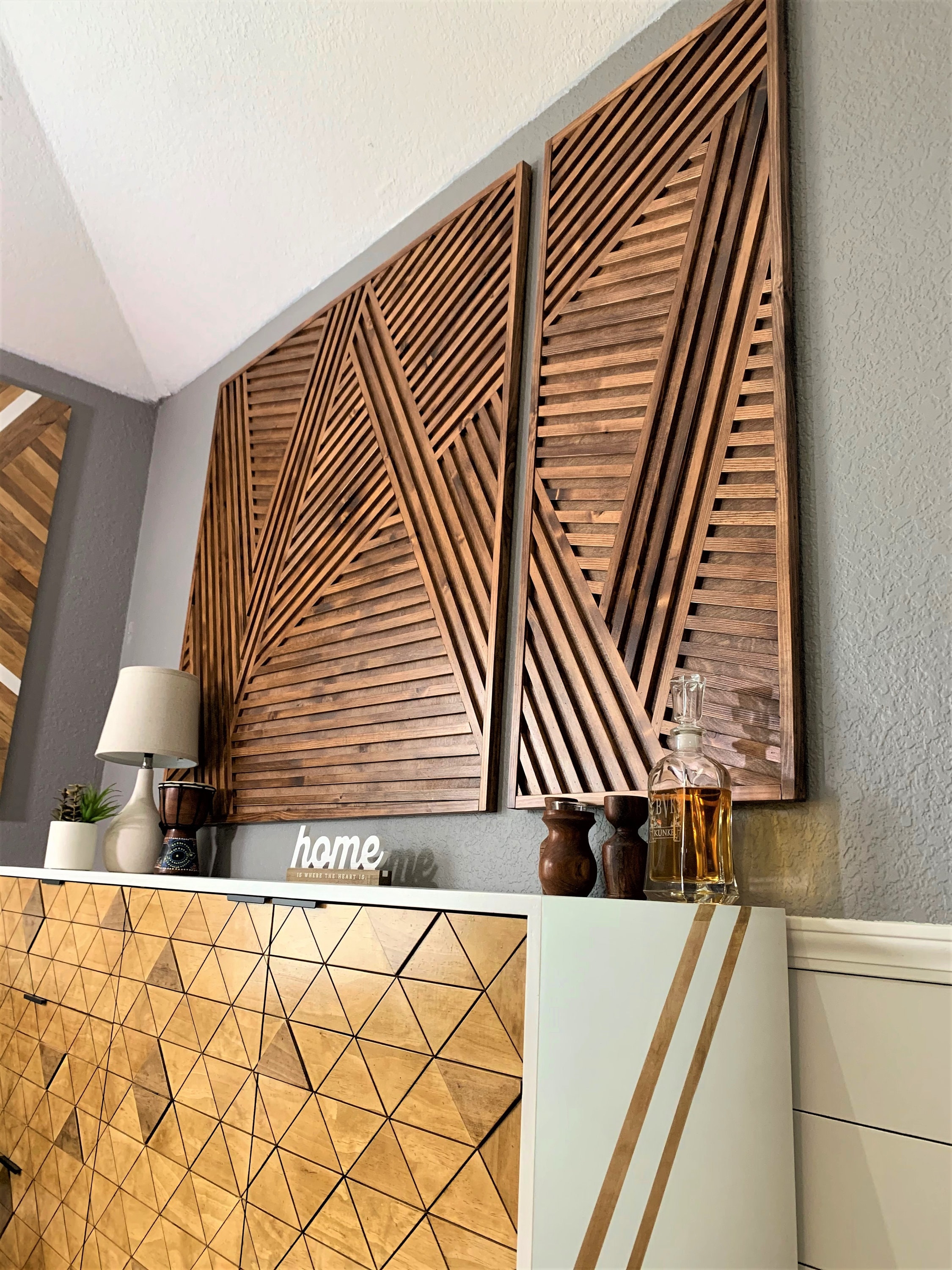 Geometric Wood Art Geometric Wall Art Handmade Art Wood - Etsy