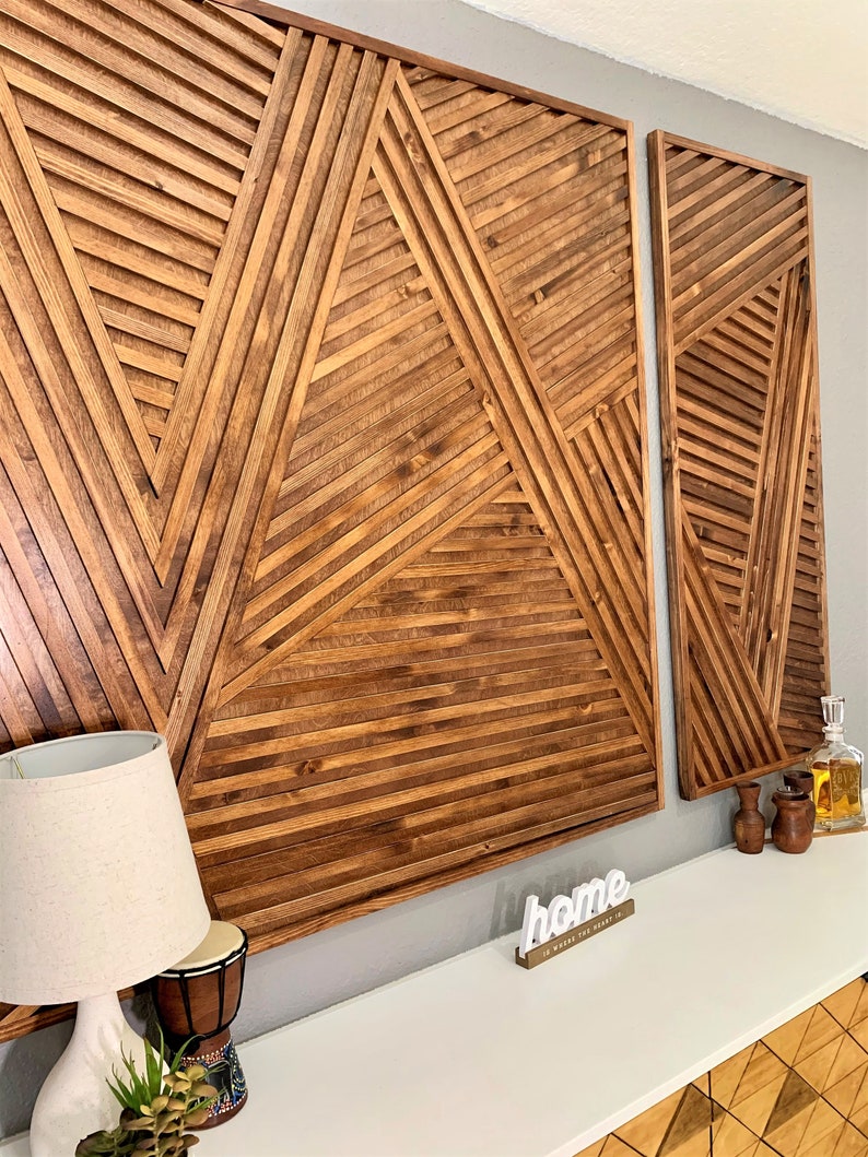 Geometric Wood Art, Geometric Wall Art, Handmade Art, Wood Slat Art ...