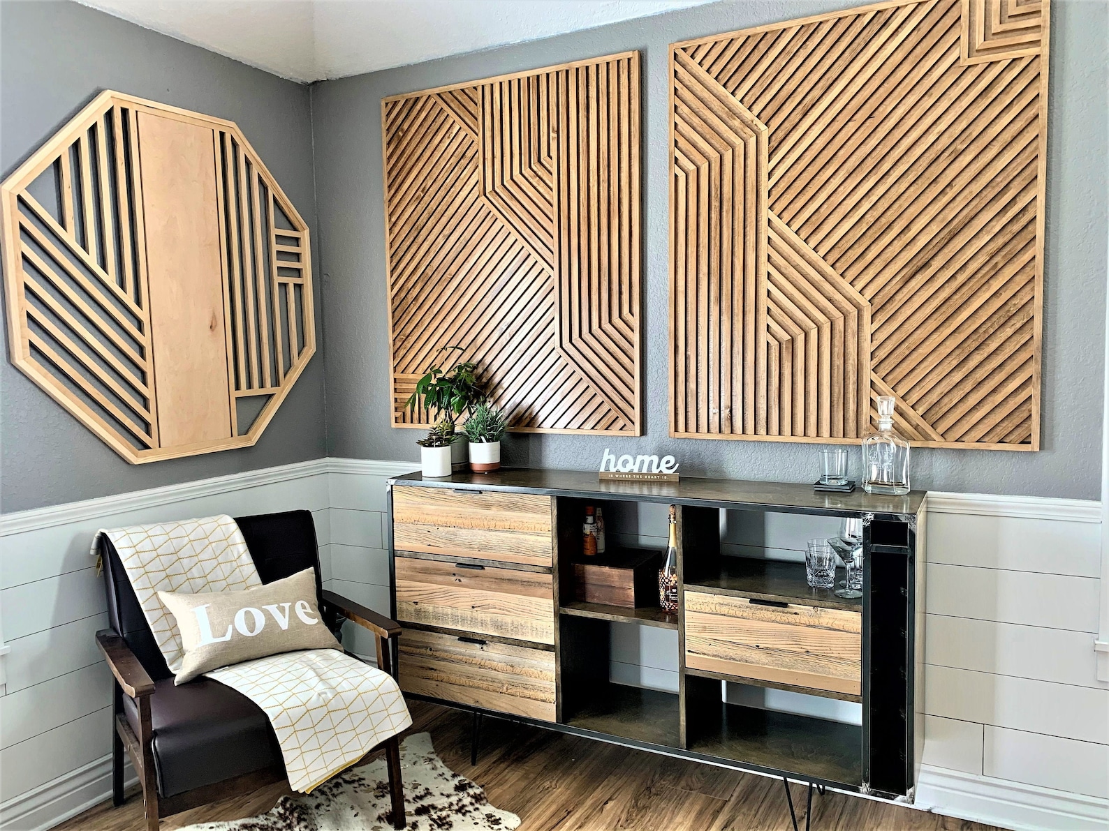 Geometric Wood Art, Geometric Wall Art, Handmade Art, Wood Slat Art ...