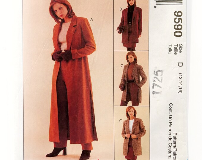 Mccall's 9590 Lined Duster Coat or Jacket, Pants & Shirt Misses 12 14 ...