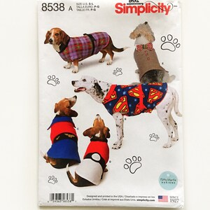 Simplicity 8538 Dog Coats in Three Sizes Small Medium Large Uncut ...