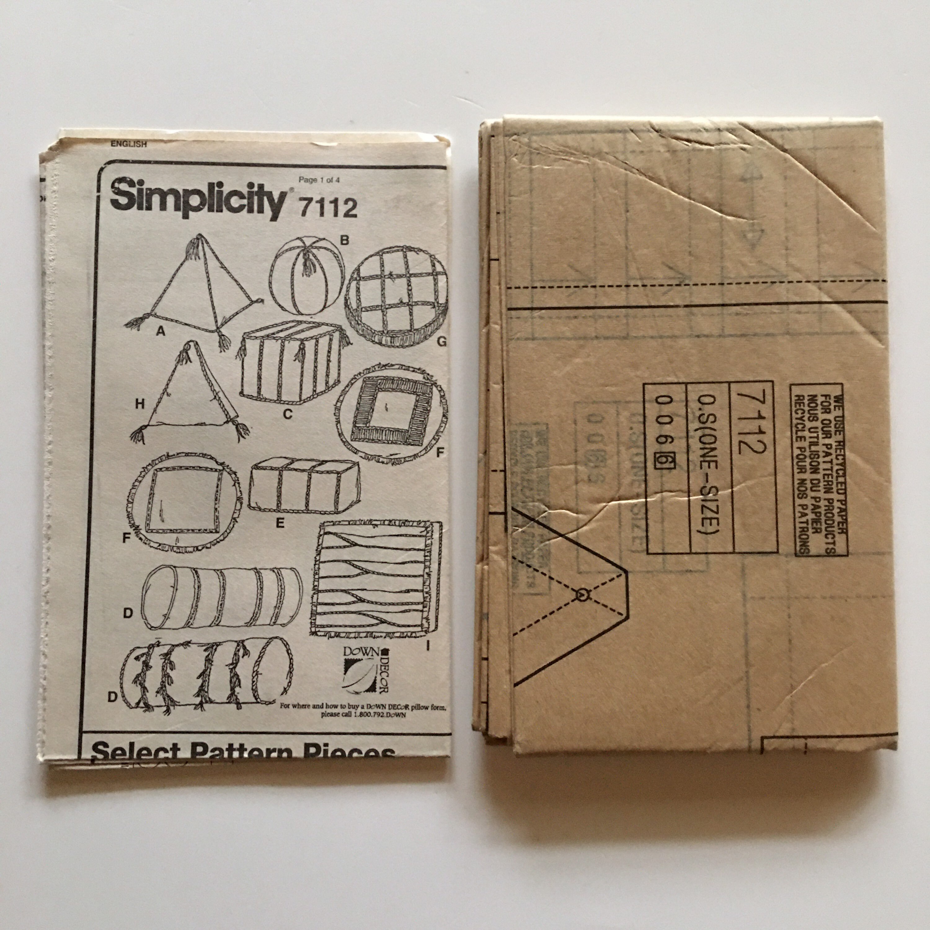 Simplicity 7112 Design Your Own Pillows Round Square Bolster - Etsy