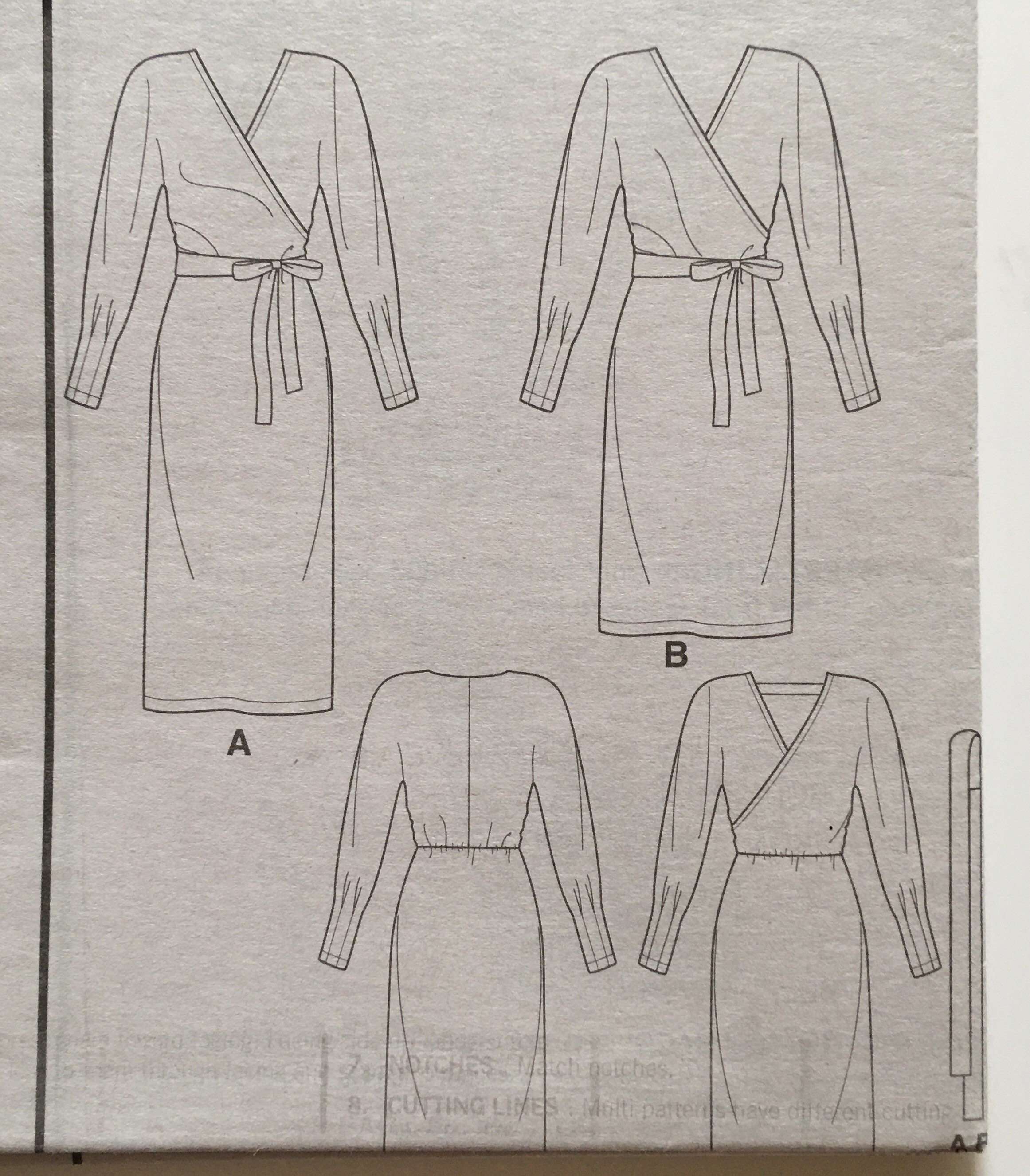 New Look 6680 Misses Knit Mock Wrap Dress Belted Long Sleeves V Neck 6 ...