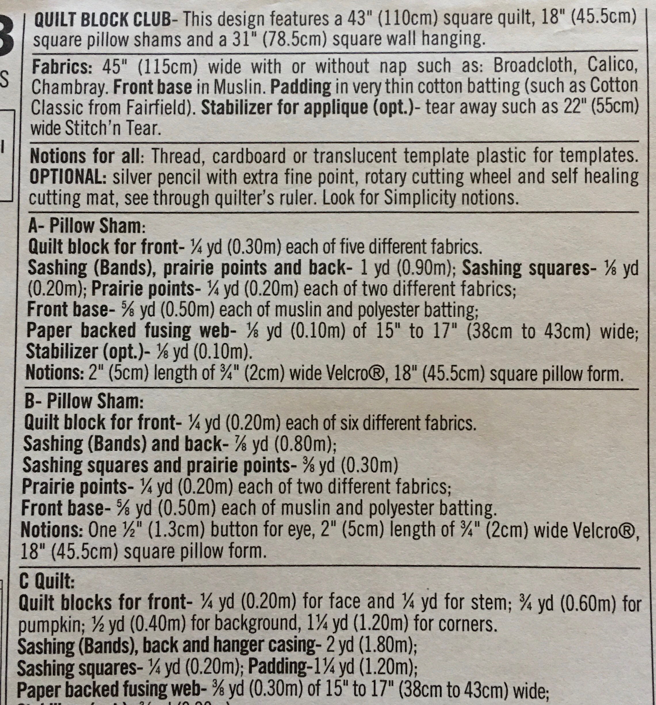Simplicity 9788 Quilt Block Club Halloween Thanksgiving Pumpkin Turkey ...