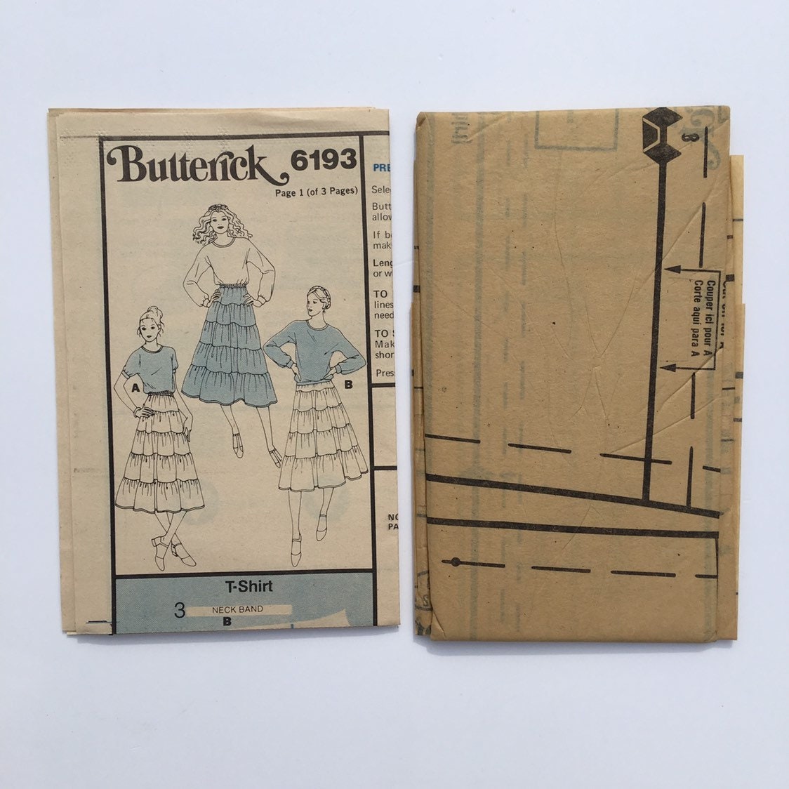 Butterick 6193 Tiered Broomstick Crinkle Skirt Misses 12 Waist - Etsy