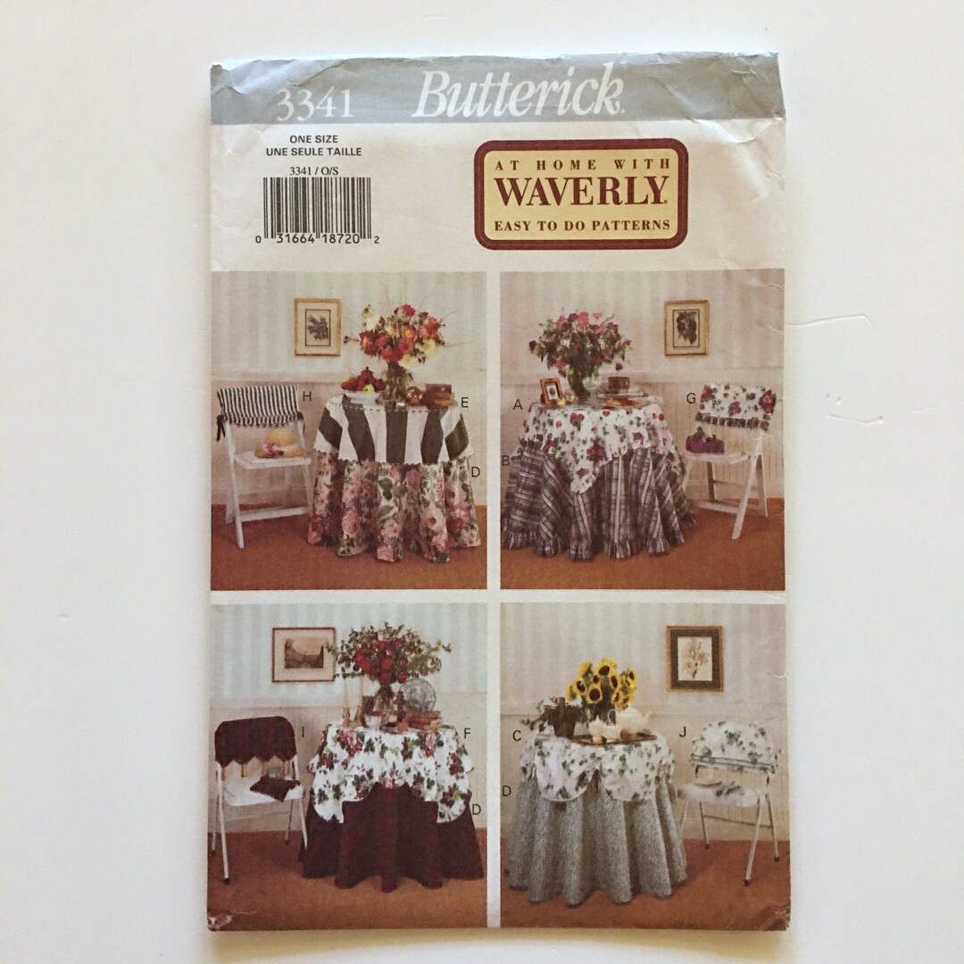 Butterick 3341 Waverly Chair Back Covers and Table Cloths Uncut Sewing ...