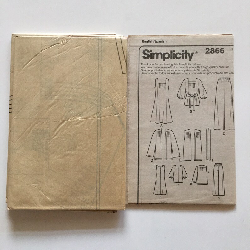 Simplicity 2866 Square Neck Peasant Blouse Pants Jumper Jacket Vest ...