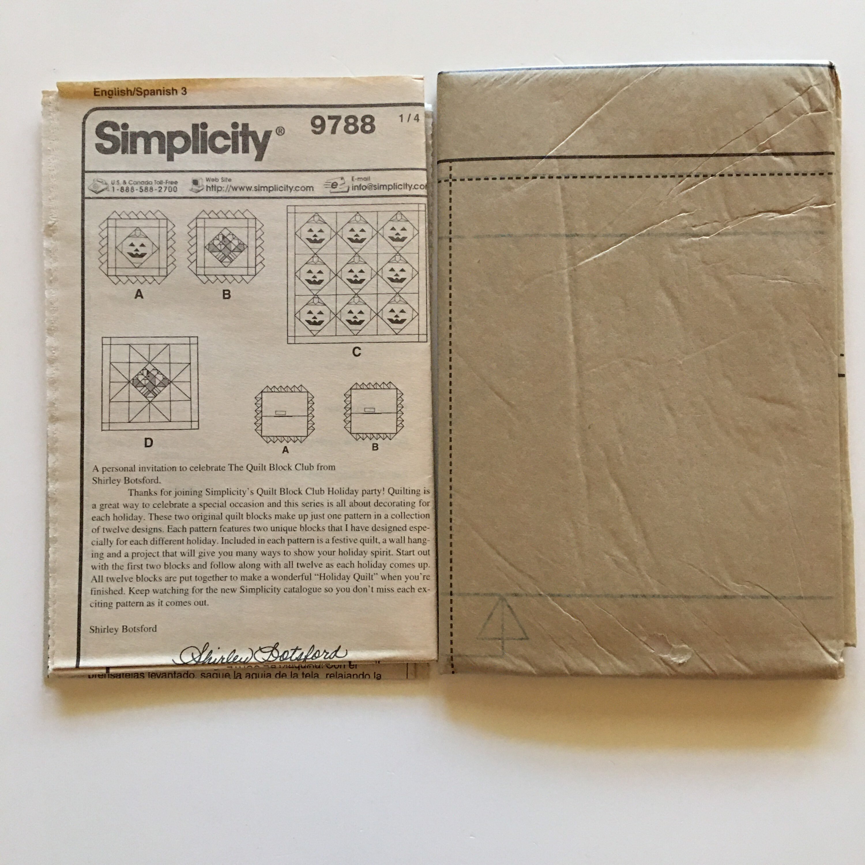 Simplicity 9788 Quilt Block Club Halloween Thanksgiving Pumpkin Turkey ...