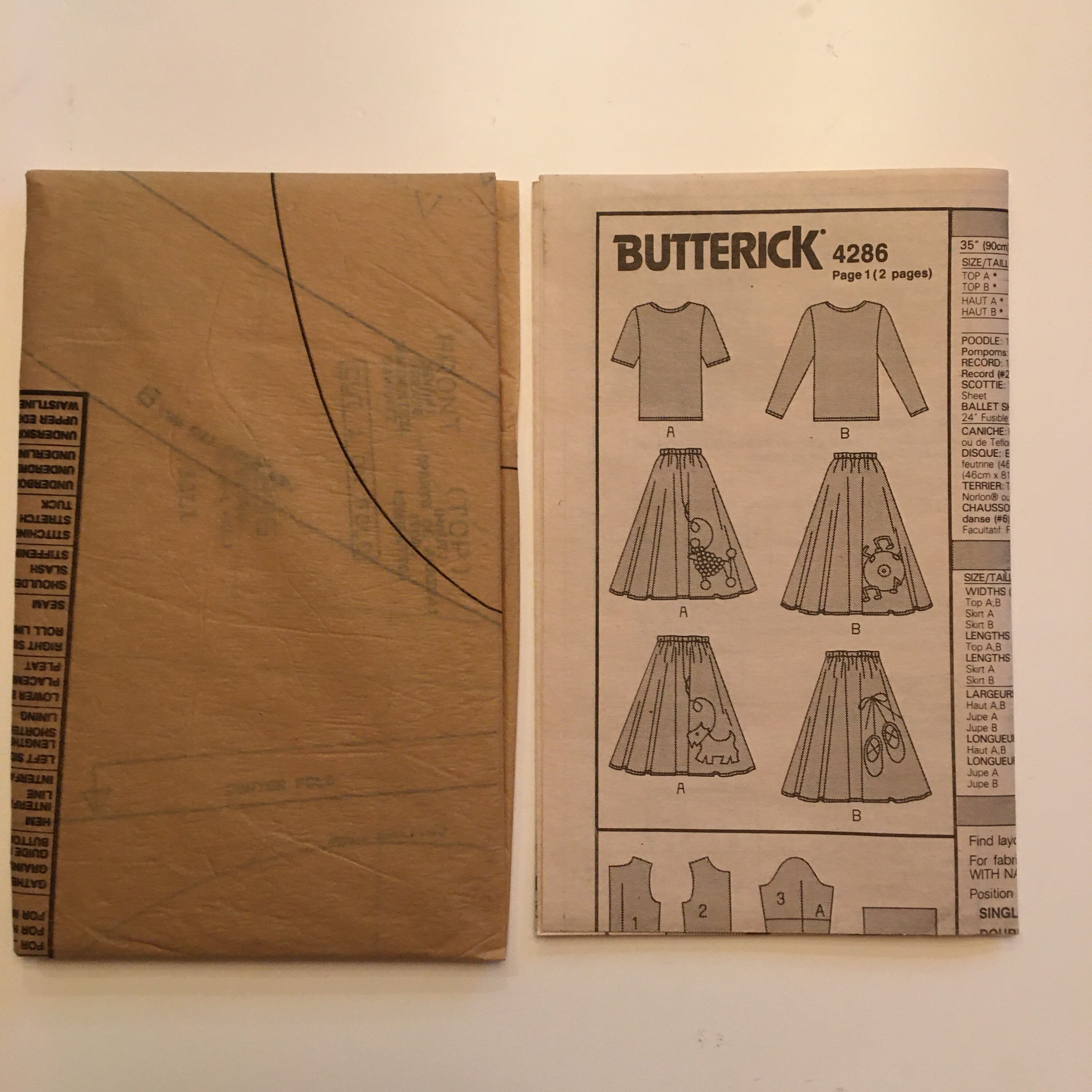 Butterick 4286 Girls 50's Costume Poodle Circle Skirt 5-14 Uncut Sewing ...