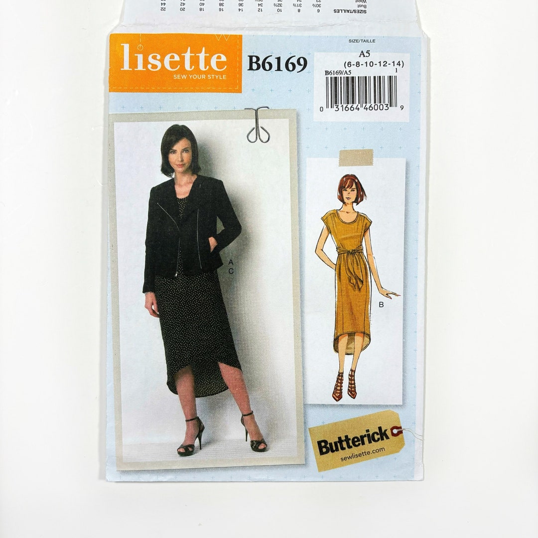 Lisette 6169 Moto Jacket Belted Cap Sleeve Hi Low Dress Misses 6 8 10 12 14 Bust 30-36 Uncut ...