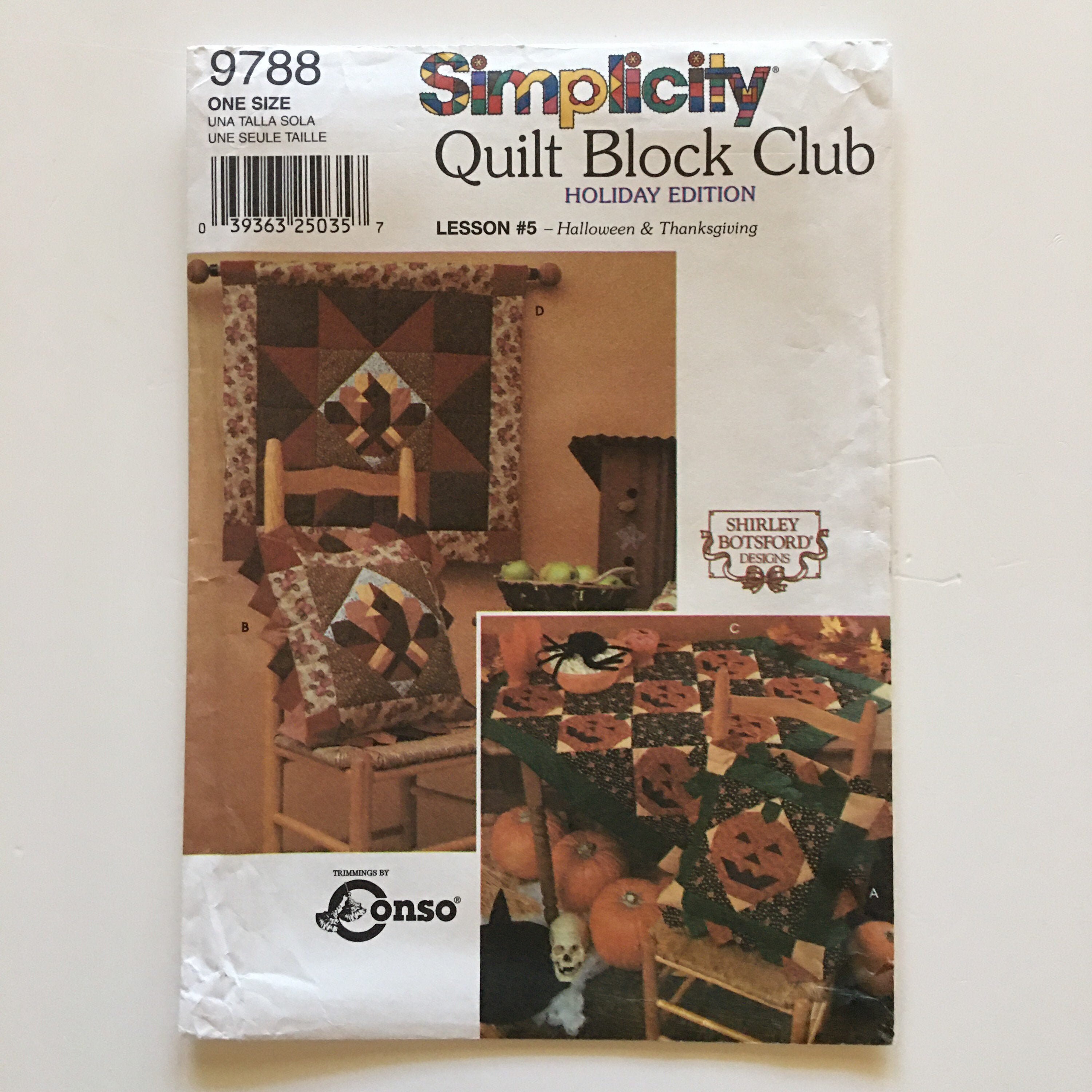 Simplicity 9788 Quilt Block Club Halloween Thanksgiving Pumpkin Turkey ...